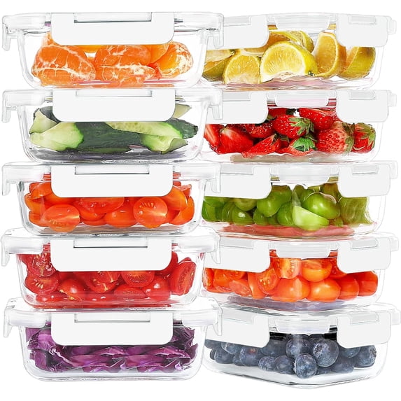 10 Packs 22 oz Glass Meal Prep Containers, Glass Food Storage ...
