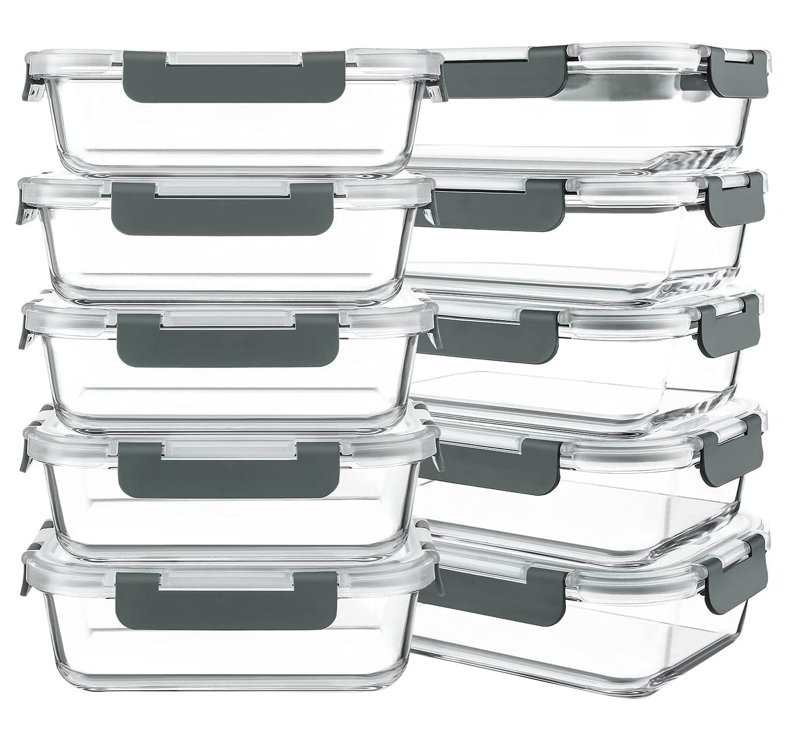 10 Packs 30 oz Glass Meal Prep Containers,Glass Food Storage Containers ...