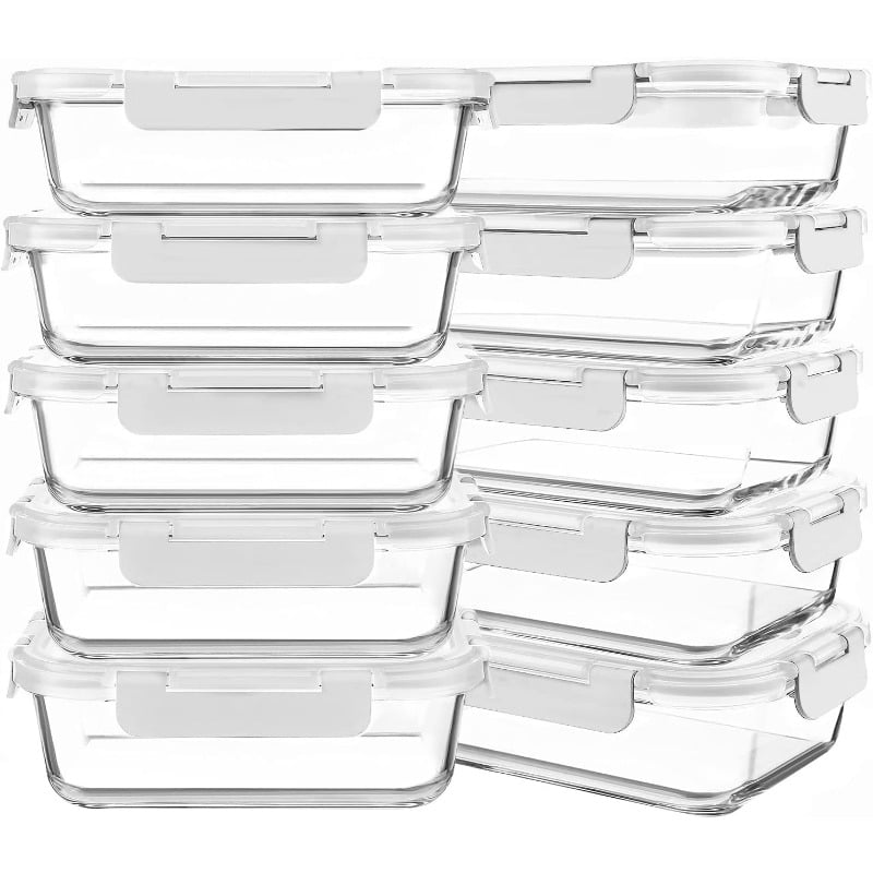 10 Packs 30 oz Glass Meal Prep Containers,Glass Food Storage Containers ...