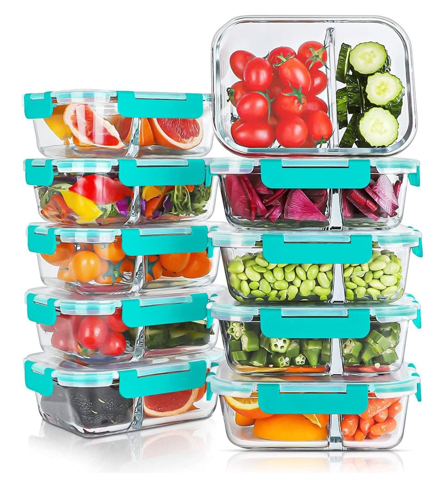 10 Packs 30oz Glass Meal Prep Containers 2 Compartments,Glass Food ...