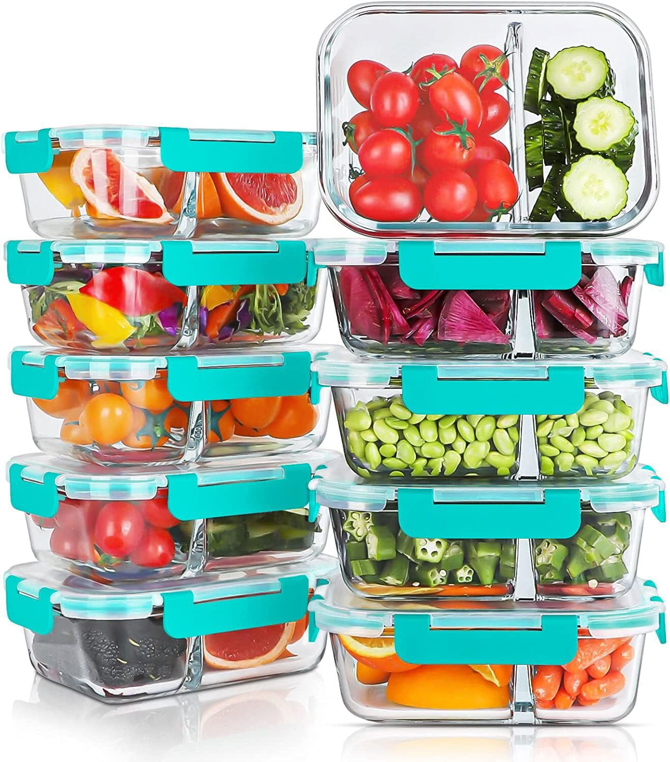 10 Packs 30oz Glass Meal Prep Containers 2 Compartments,Glass Food ...