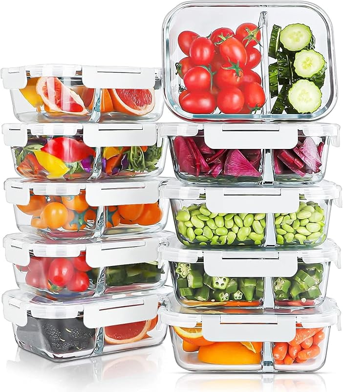 10 Packs 30oz Glass Meal Prep Containers 2 Compartments,Glass Food ...