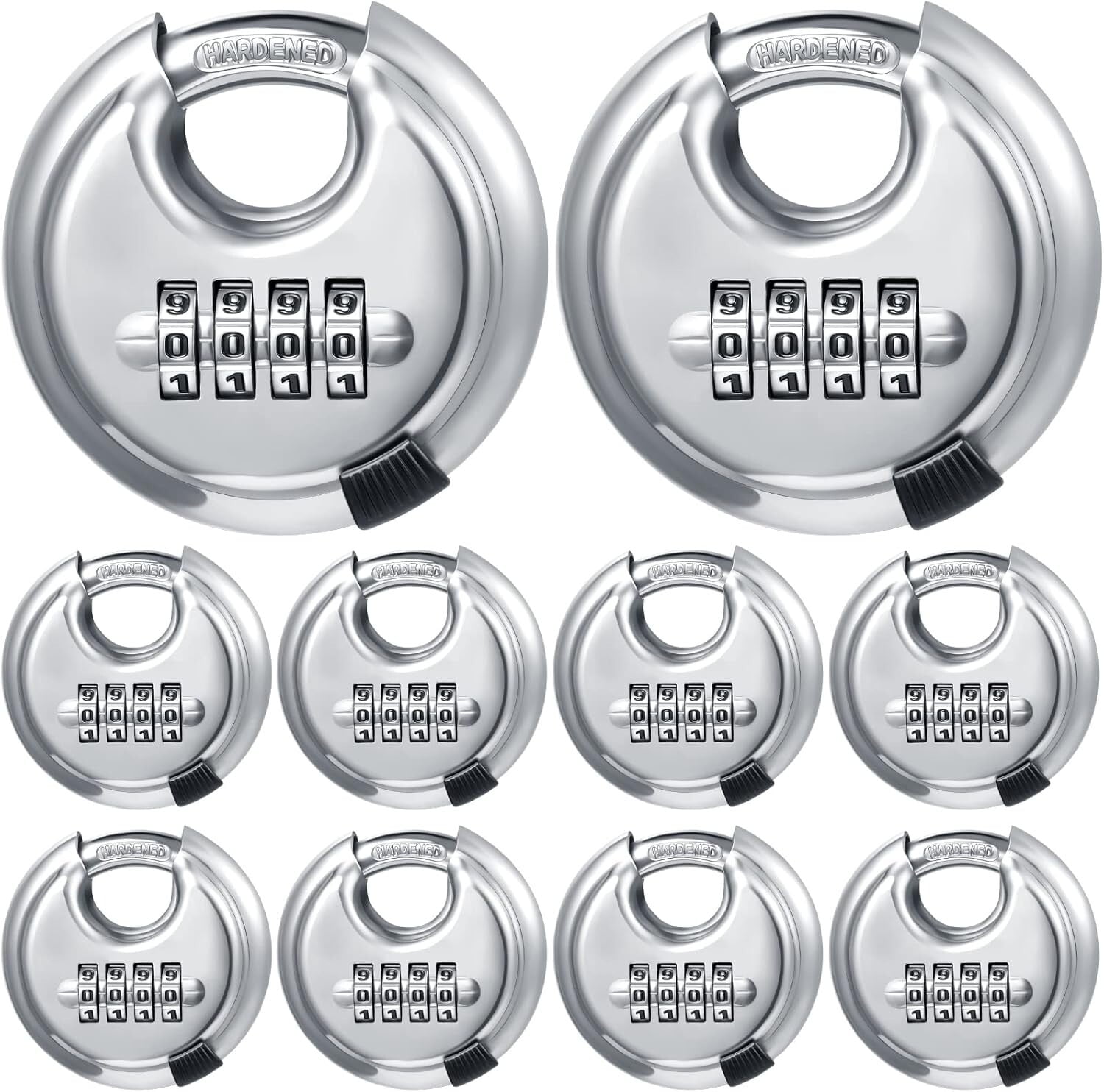 10 Packs 4 Digit Combination Locks Stainless Steel Disc Lock Combo ...