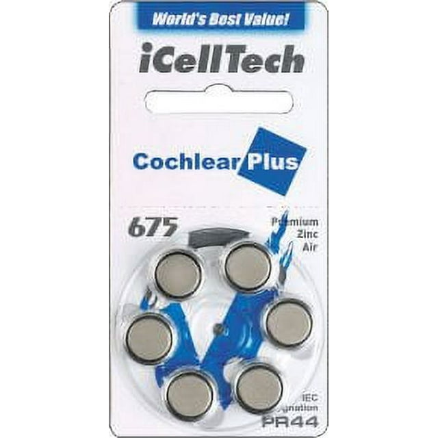 10 Packs (60 Batteries) I Cell Tech Size 675 Cochlear Implant Batteries ...