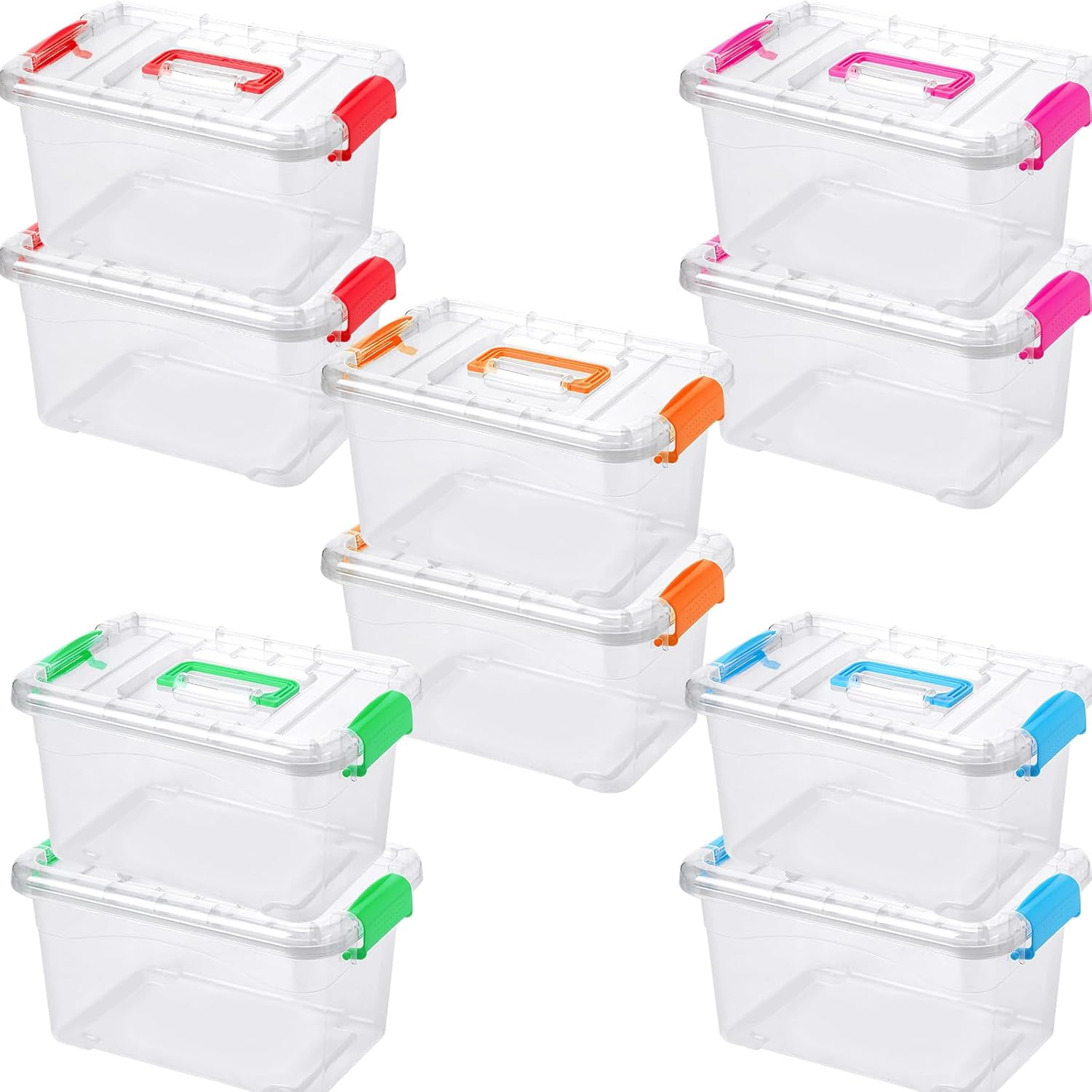 10 Packs 7.5 Qt Toy Handle Storage Bins with Lids Clear Plastic Bins 5 ...
