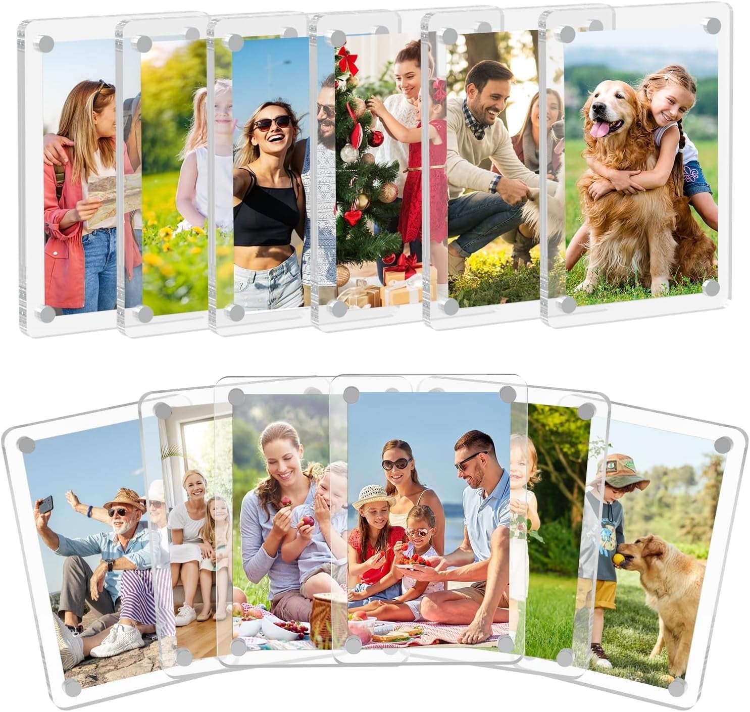 10 Packs Acrylic Magnetic Picture Frame for Refrigerator, Mini Wallet ...