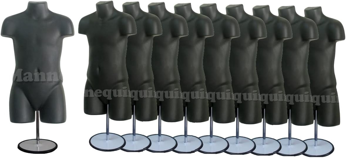 10 Packs Black Child Mannequin Torso, Dress Form Hollow Back Body, with ...