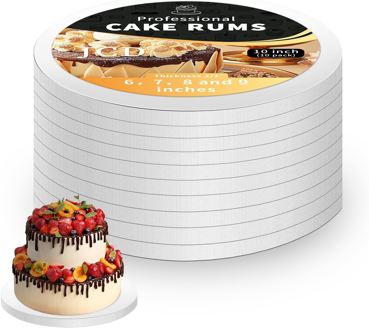 10 Packs Cake Boards 10 Inch Round - Sturdy 1/2" Thick Cake Drum, Cake ...