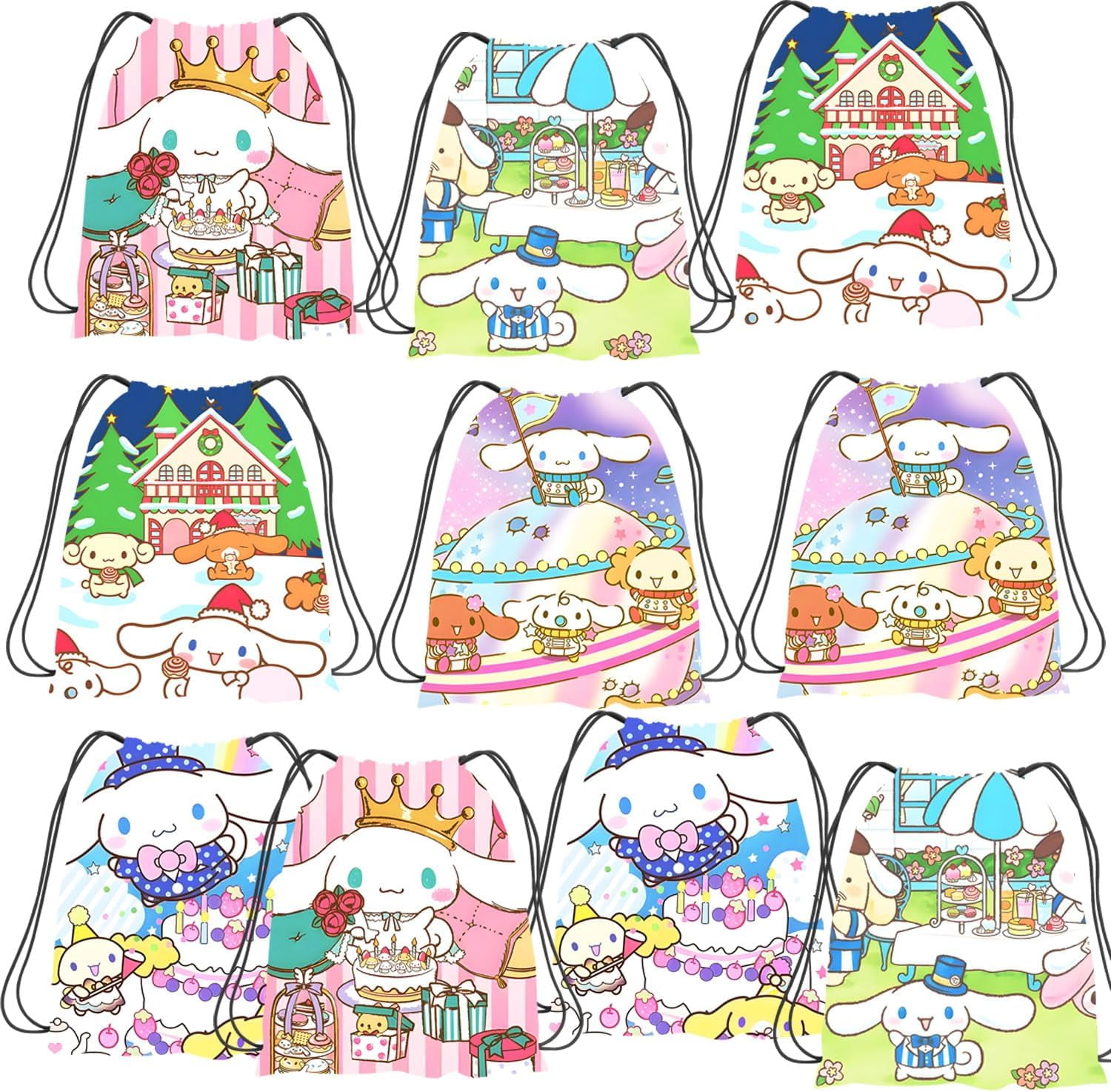10 Packs Cinnamoroll Candy Drawstring Bag Drawstring Goodie Favor Bags for Boys and Girls ...