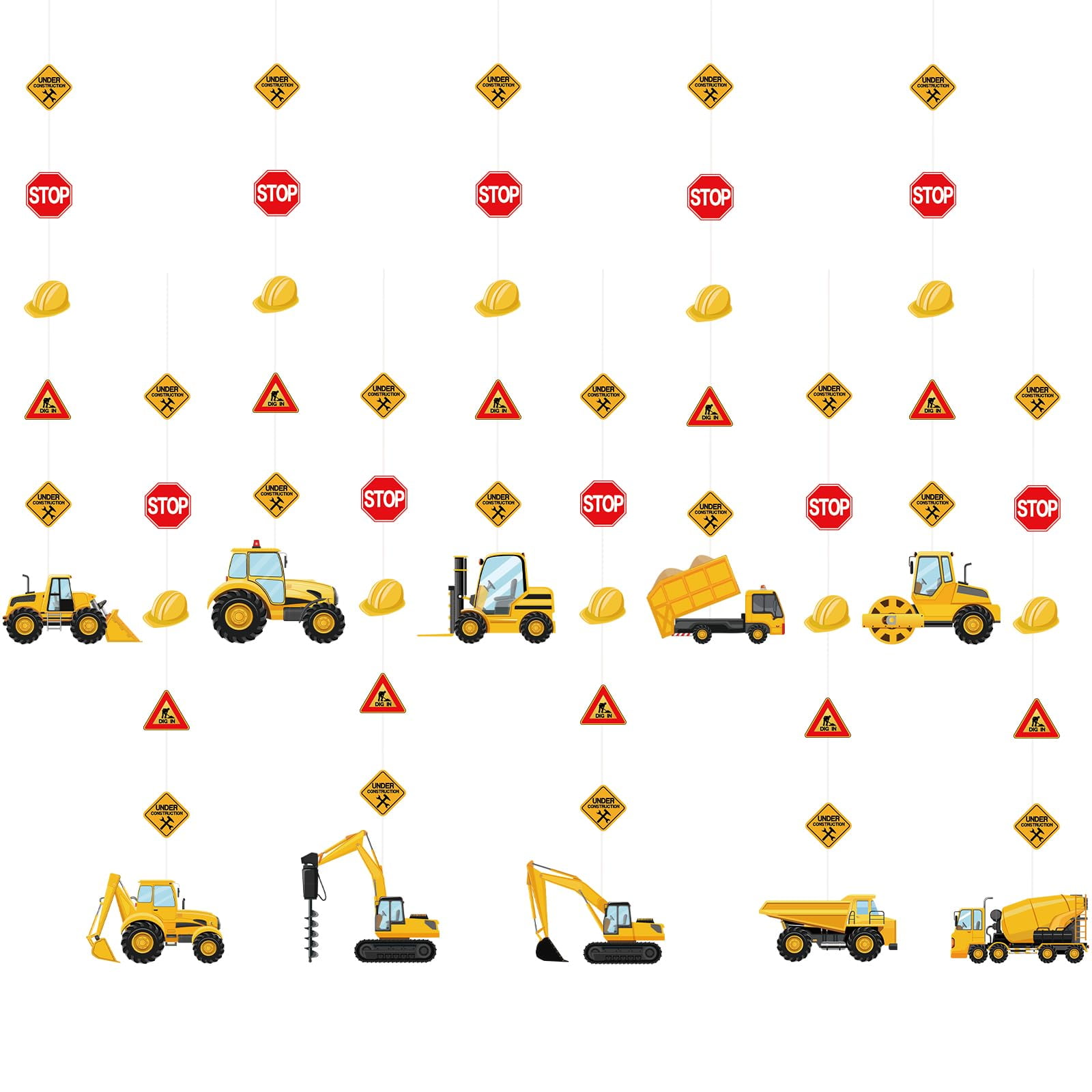 10 Packs Construction Party STF9 Banner Decorations Traffic Zone Paper ...