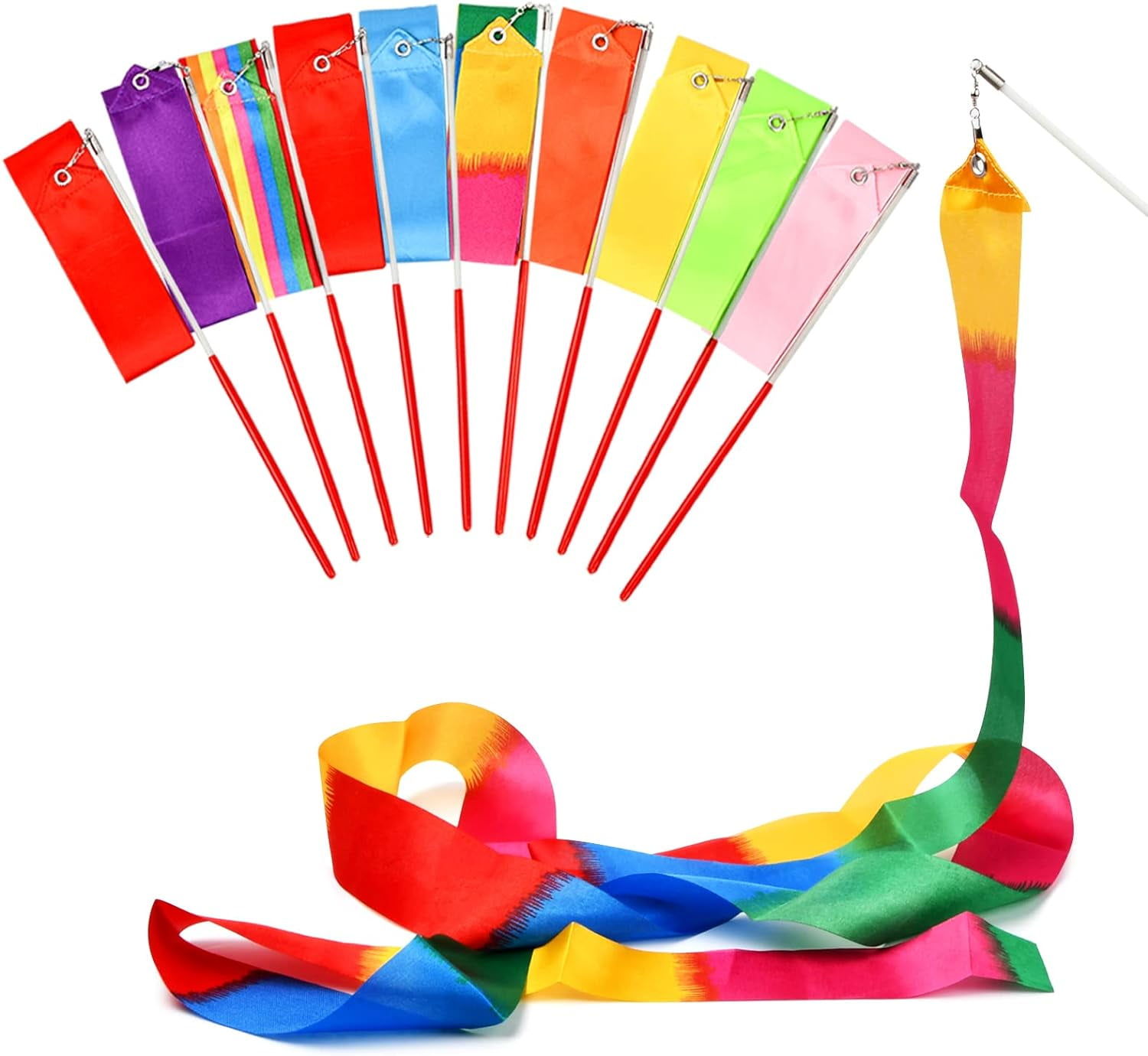 10 Packs Dance Ribbons Streamers, Colorful Gymnastic Dance Ribbons ...