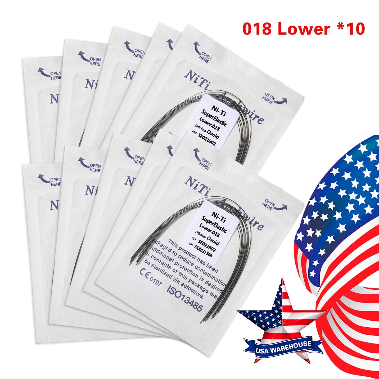 10 Packs Dental Orthodontic Niti Round Arch Wires Super Elastic 18 ...
