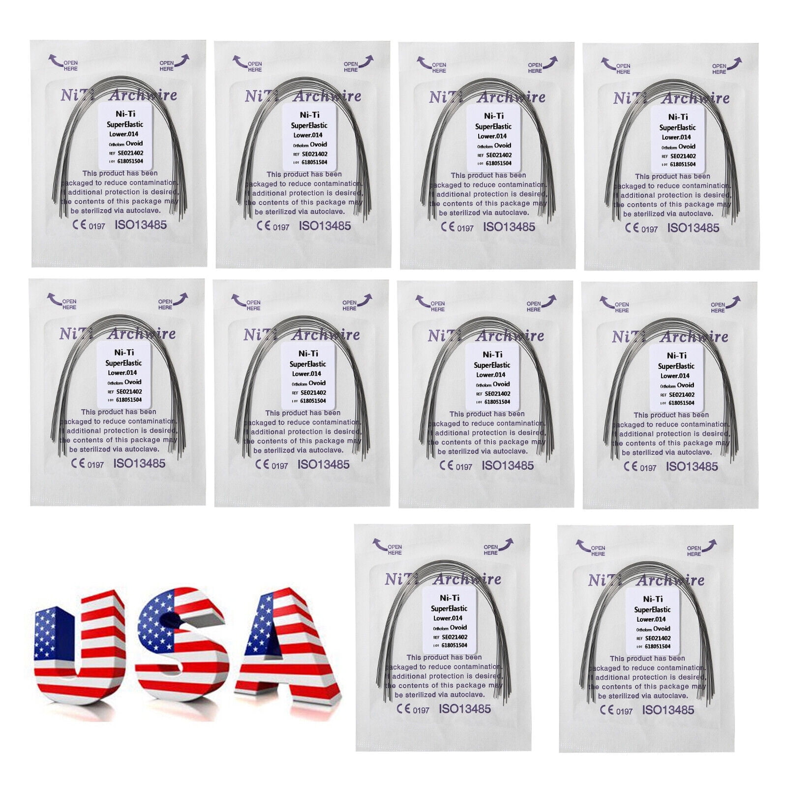 10 Packs Dental Orthodontic Super Elastic Niti Round Arch Wires 14 ...