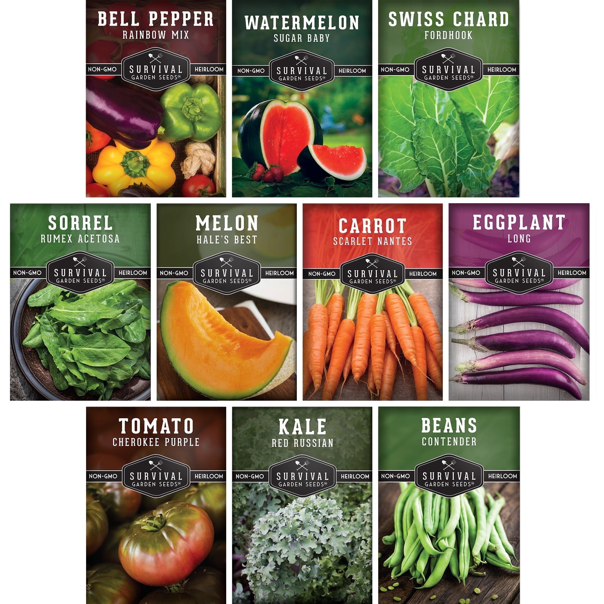 10 packs Drought Tolerant Vegetable Seed Collection - Full Sun Annual ...