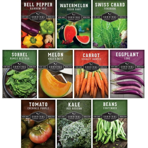 10 packs Drought Tolerant Vegetable Seed Collection - Full Sun Annual ...