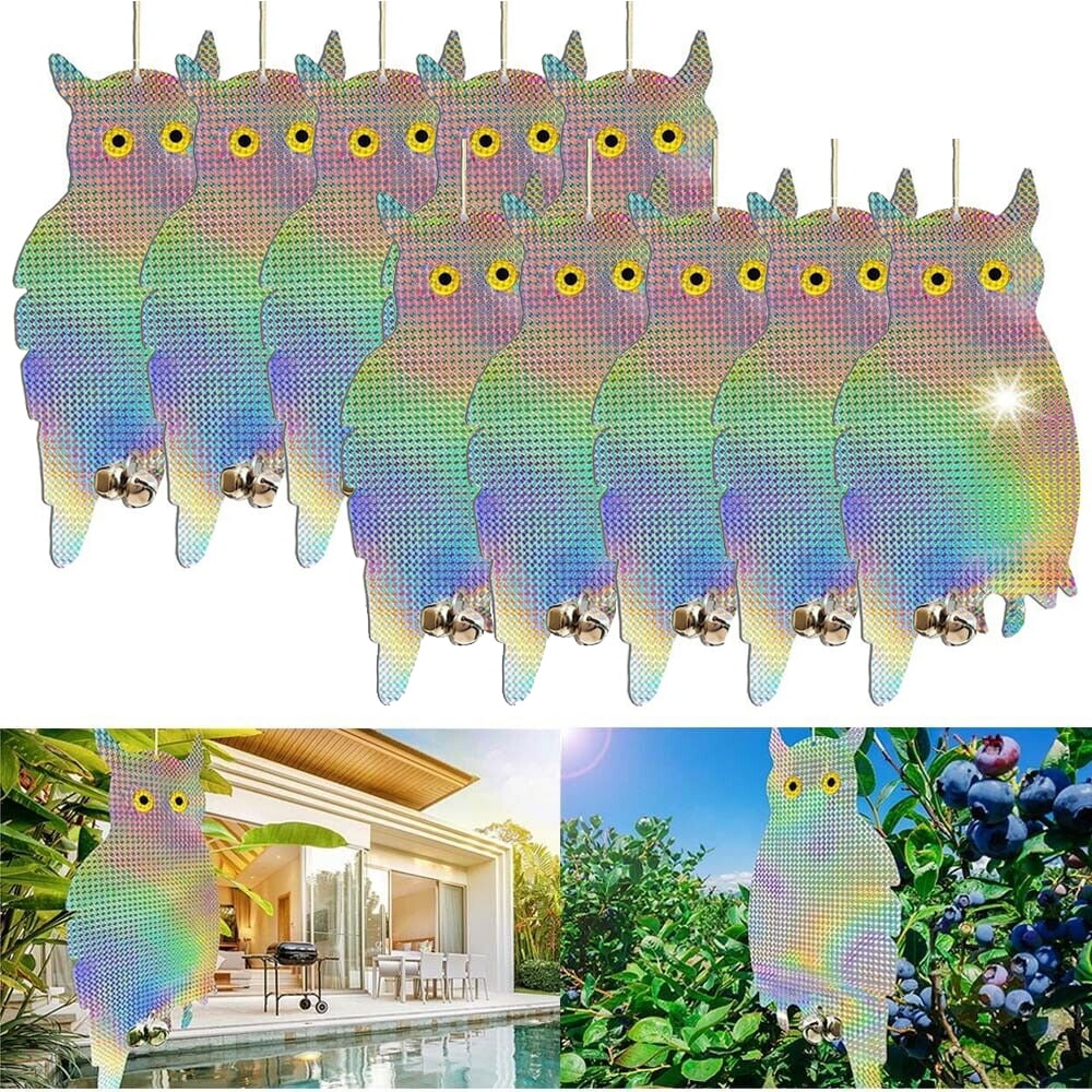 [10 Packs] Fake Owls Bird Scare Repellent Hanging Device 15.8''x7.8 ...