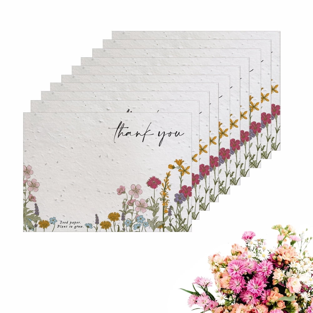 10-Packs Handmade Greeting Cards - Plantable Wildflower Seeds Paper ...