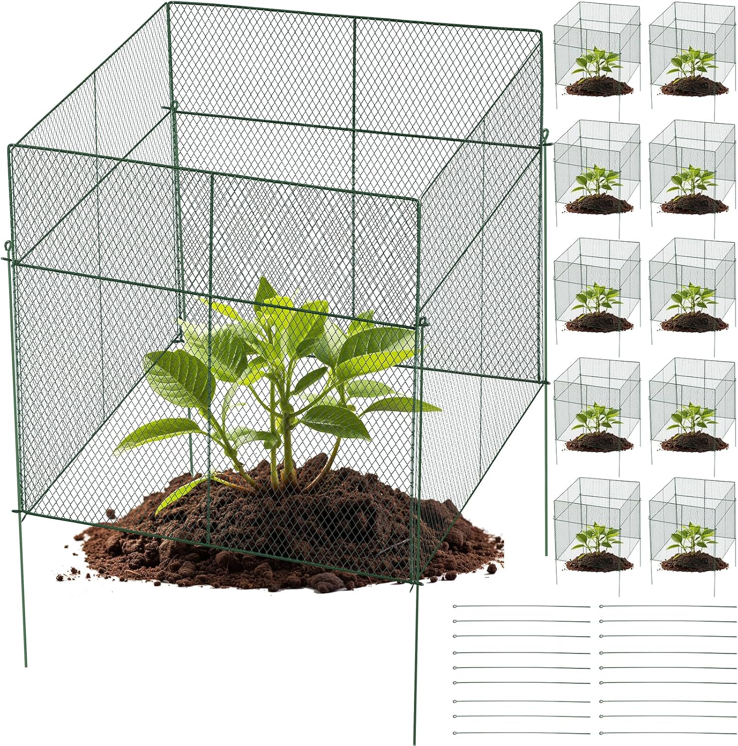 10 Packs Large Wire Plant Protector Chicken Wire Garden Cloche Square ...
