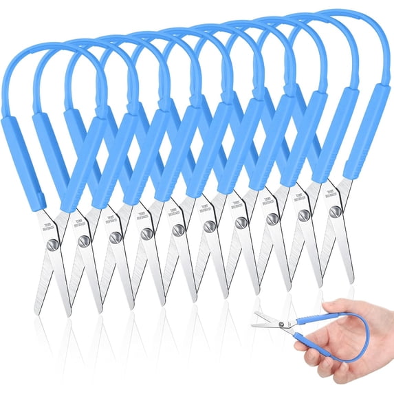 10 Packs Loop Scissors for Kids 5.5 Inches Grip Self Opening Adaptive ...