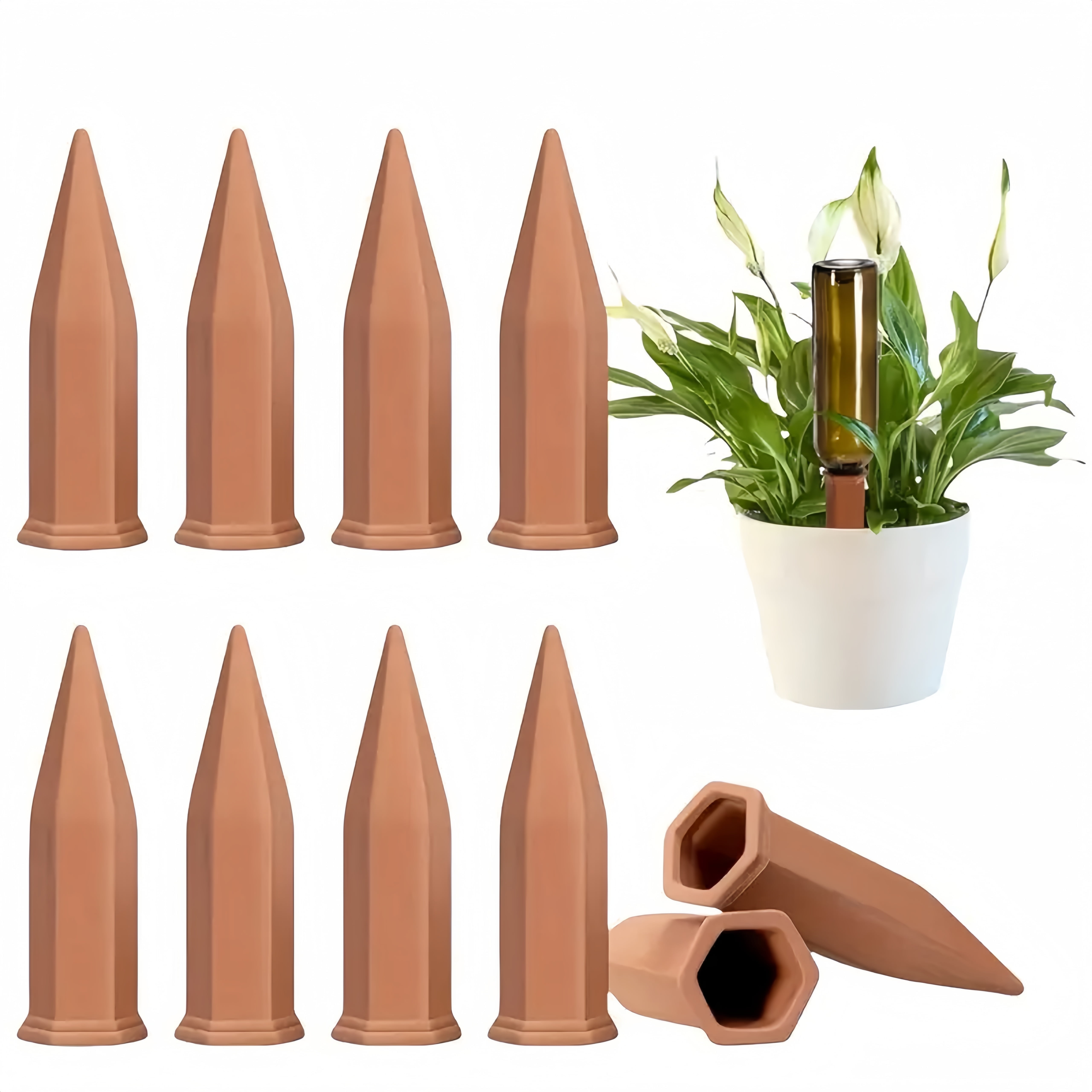 10 Packs, Plant Self-Watering Stakes, Terracotta Automatic Plant ...