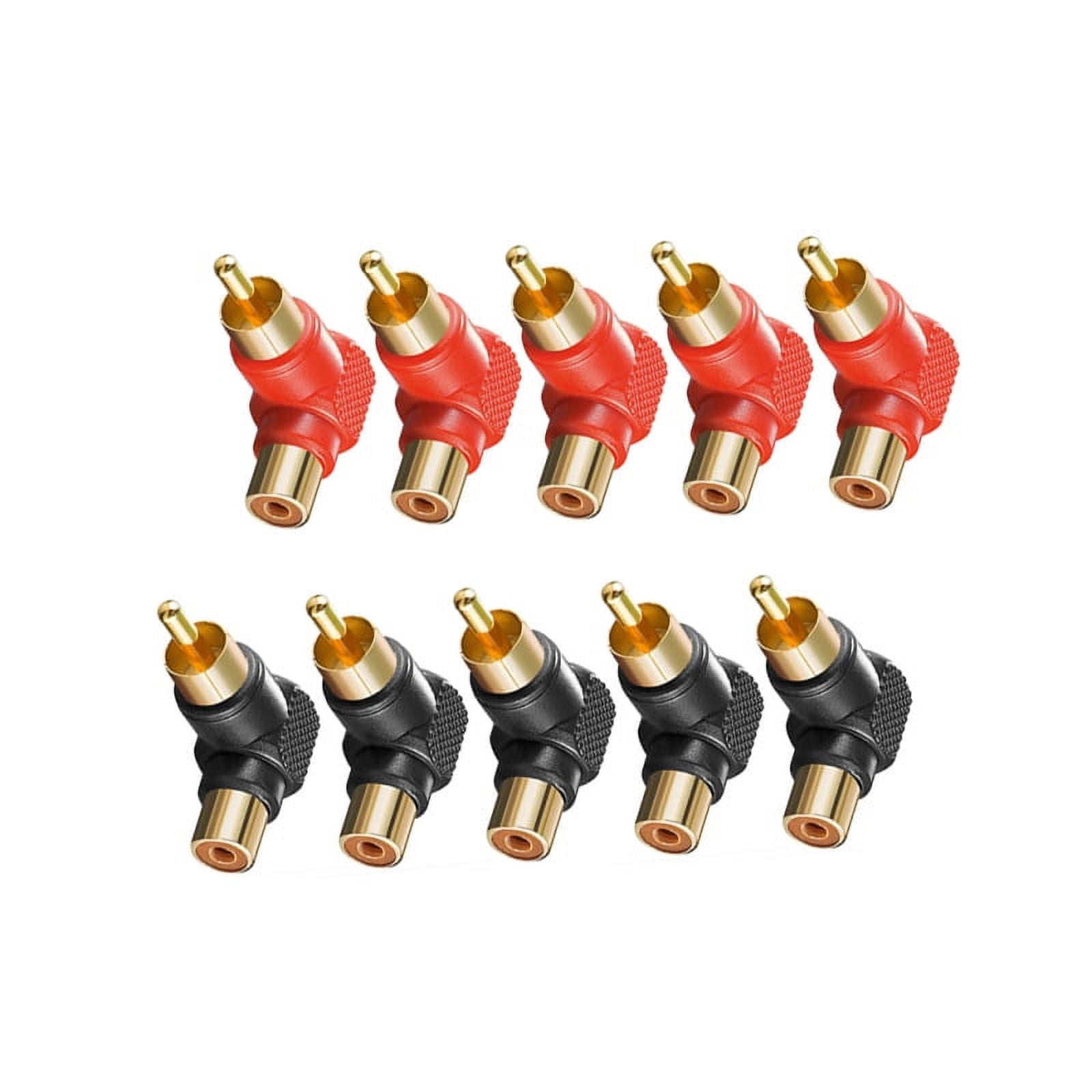 10 Packs RCA Right Angle Connector Plug Adapters M/F 90 Degree Elbow ...