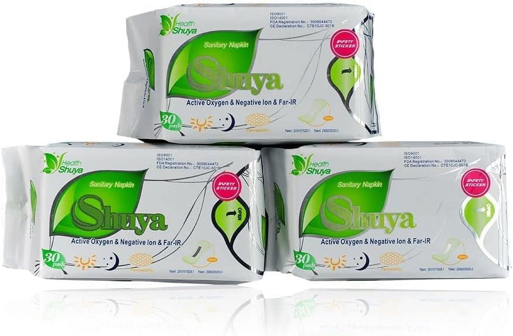 10 Packs SHUYA Natural Cotton Anion Panty Liners for Women Without Wings,Sanitary Napkin ...