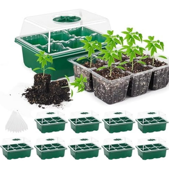 10 Packs Seed Starter Tray Seed Starter Kit (60 Cells Total Tray) Seed ...