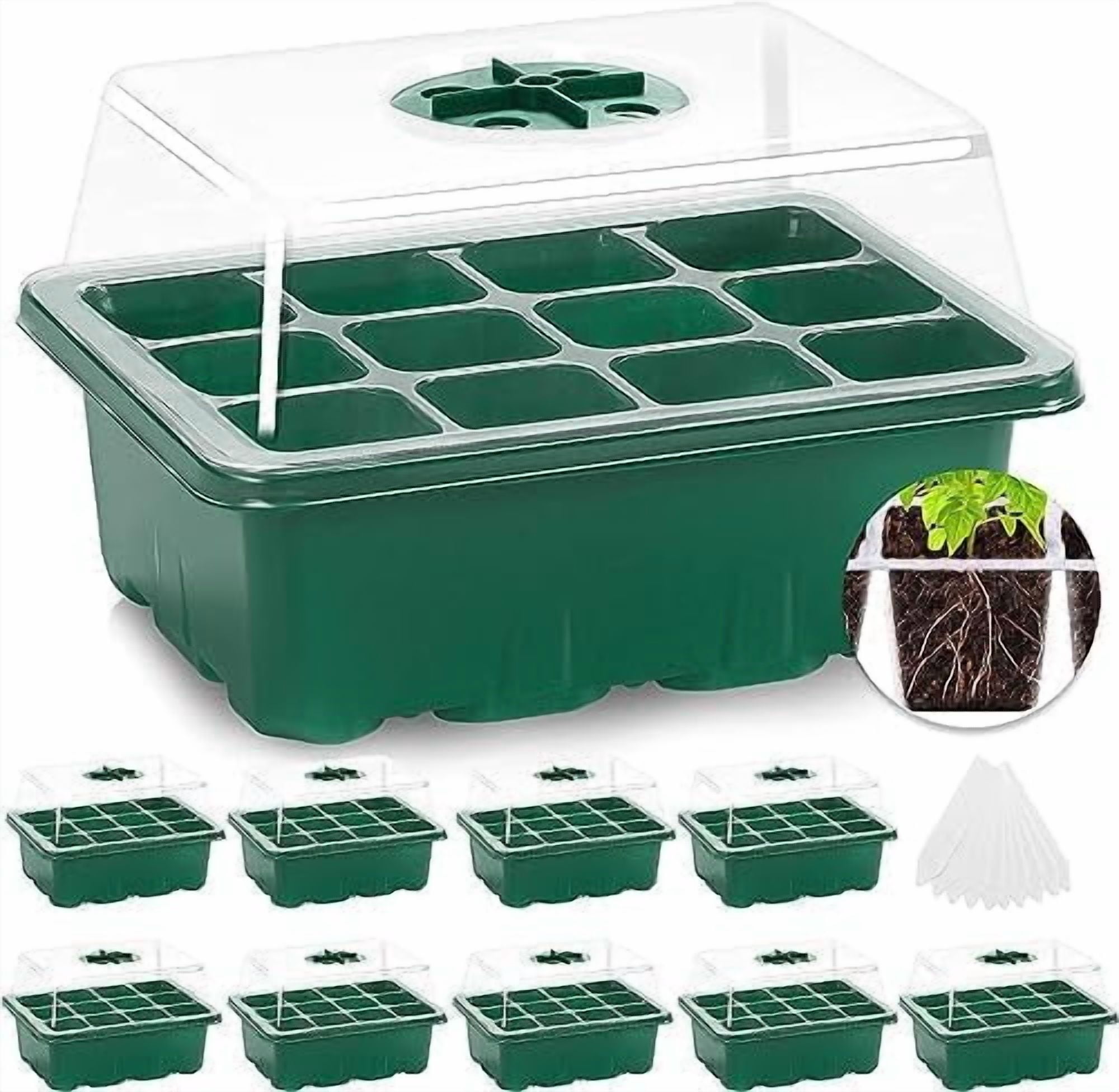 10 Packs Seed Starter Tray Seed Starter Kit with Humidity Dome (120 ...