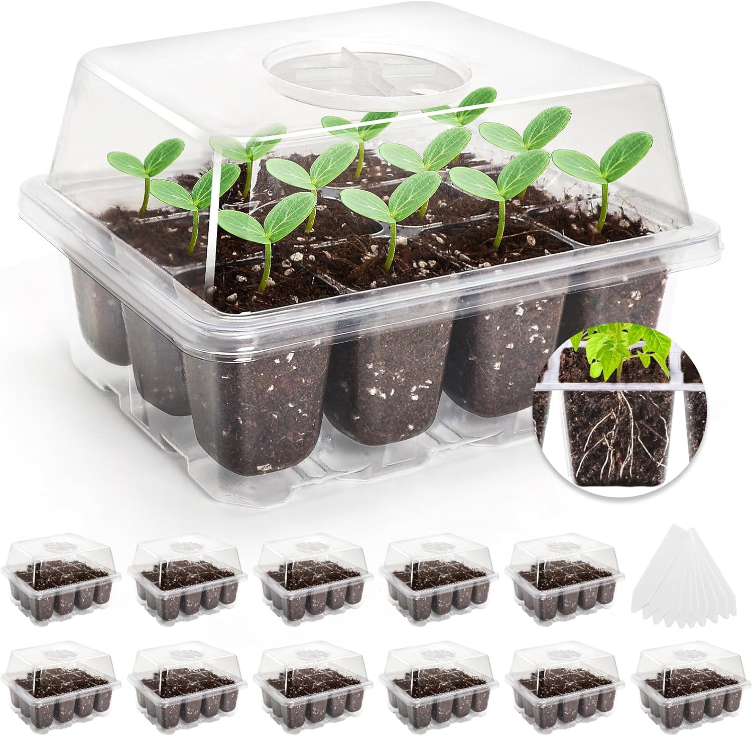 10 Packs Seed Starter Tray Seed Starter Kit with Humidity Dome (120 ...