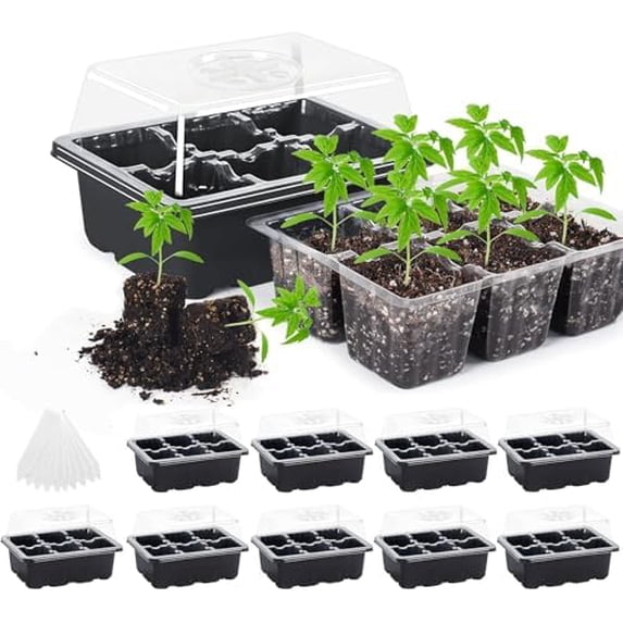 10 Packs Seed Starter Tray Seed Starter Kit with Humidity Dome (60 ...
