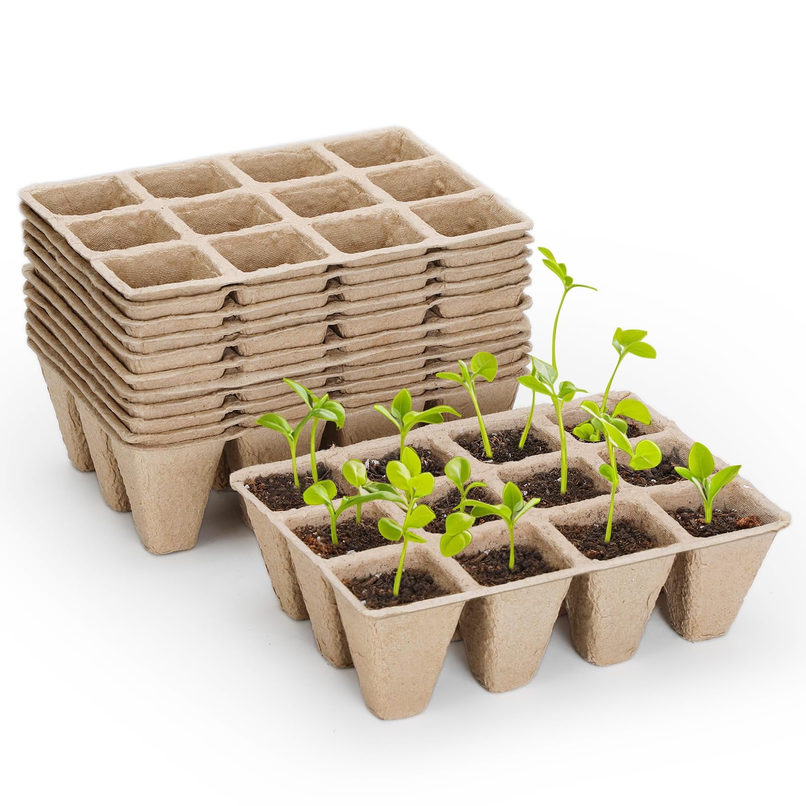 10 Packs Seedling Starter Trays 120 Cells, Biodegradable Seed ...