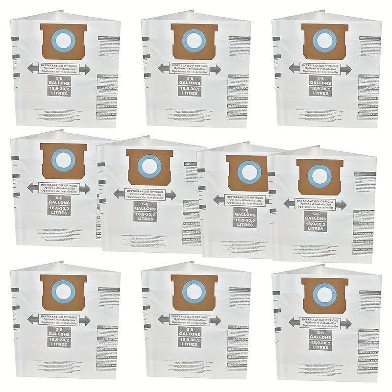 10 Packs, For Shop Vac Bags 5-8 Gallon, Type E 90661 9066133, Type H ...