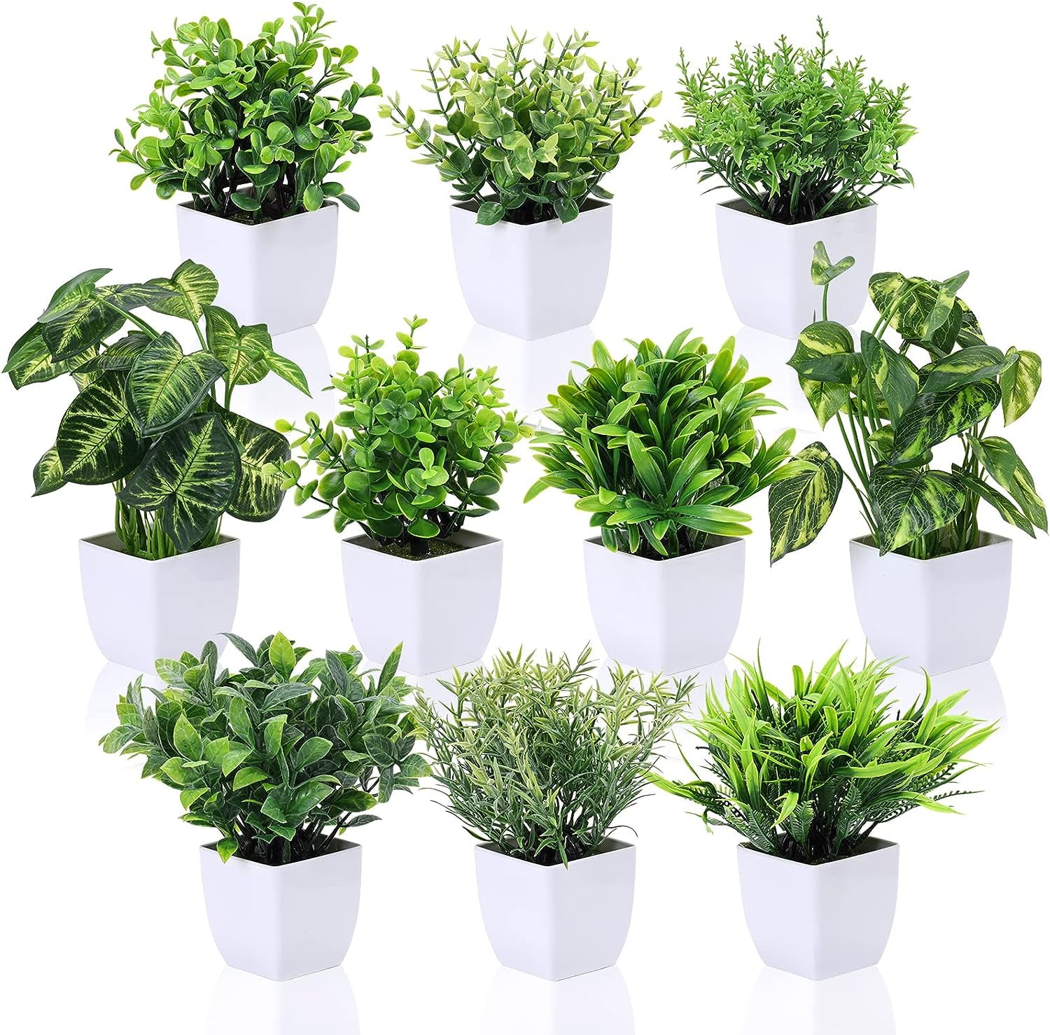 10 Packs Small Fake Potted Plants Mini Artificial Desk Plants for ...