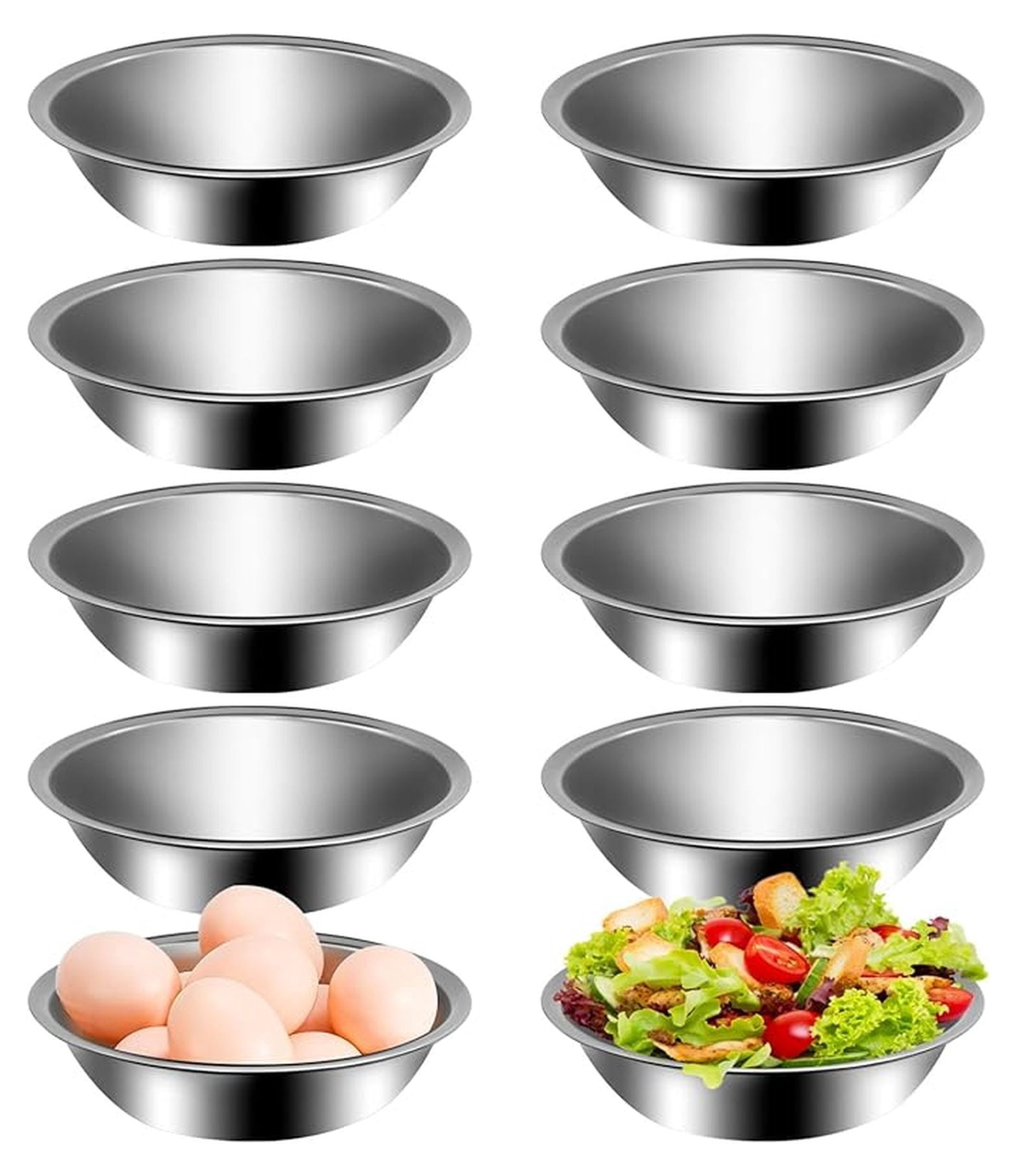 10 Packs Small Stainless Steel Bowls, 3/4 Quart Prep Bowls with Flat ...