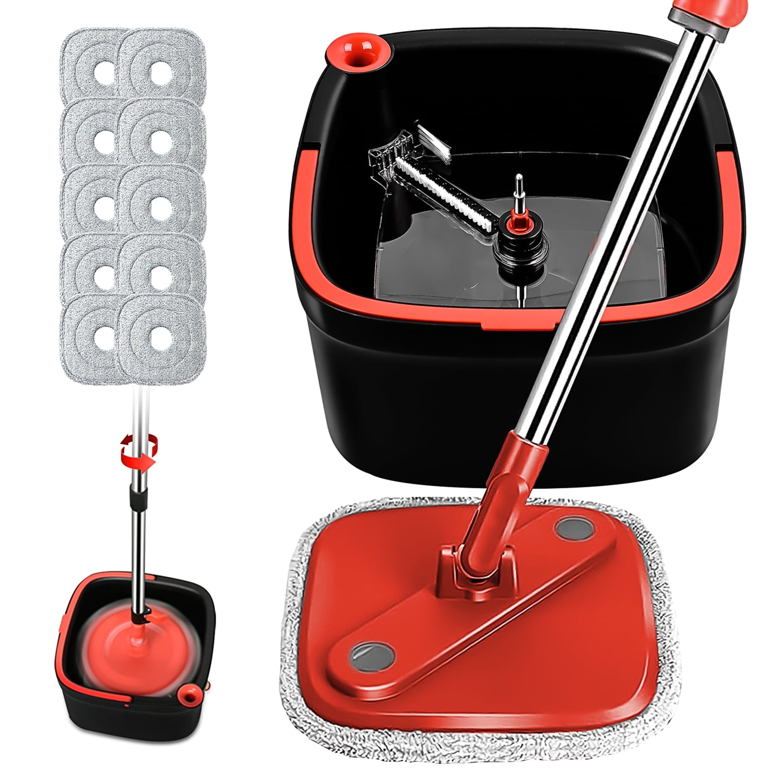 10 Packs Spin Mop and Bucket Set with Self Separation Dirty and Clean ...