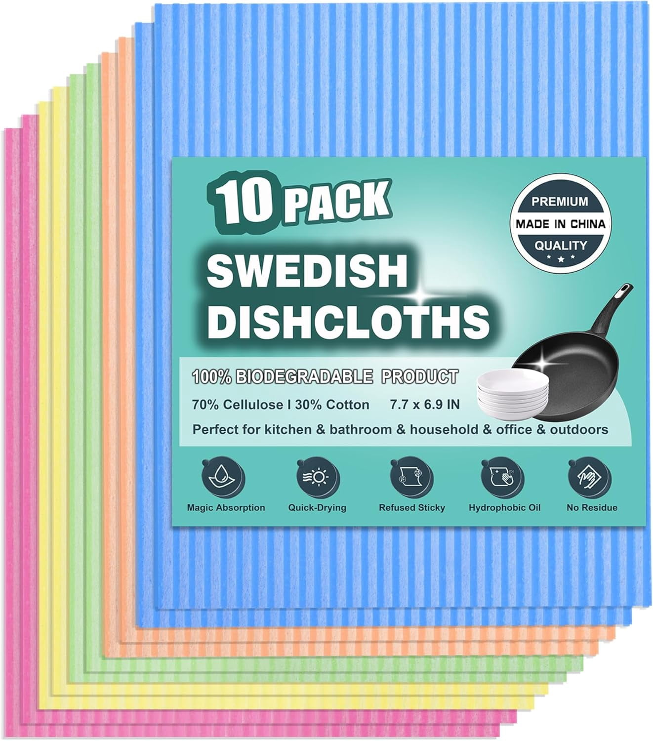 10 Packs Swedish Dishcloths for Kitchen, Reusable Kitchen Dishcloths ...