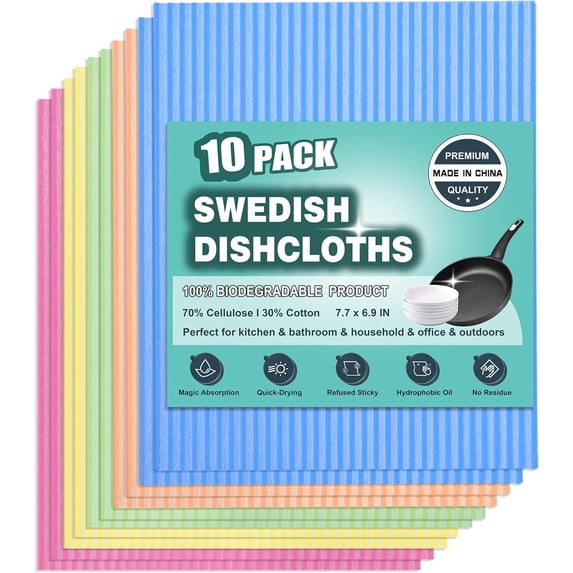10 Packs Swedish Dishcloths for Kitchen, Reusable Kitchen Dishcloths ...