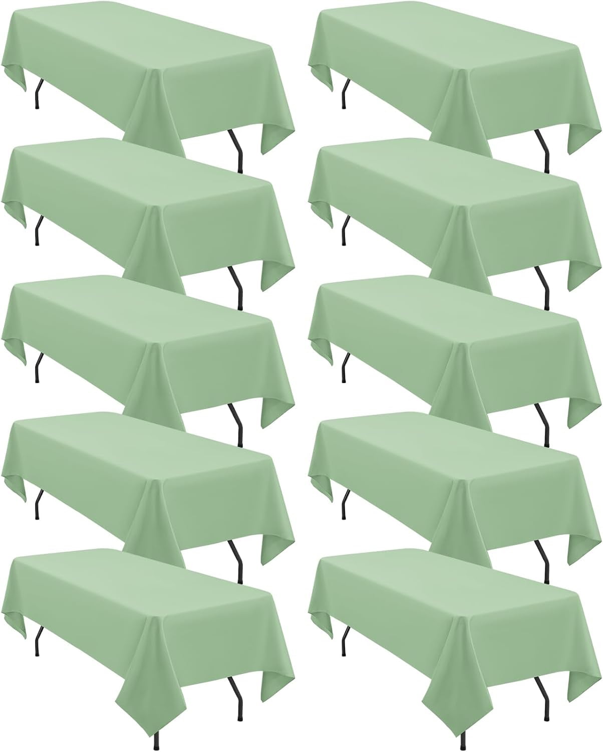 10 Packs Tablecloth 90 x 156 Inch Ivory Polyester Table Cloth for 8ft ...