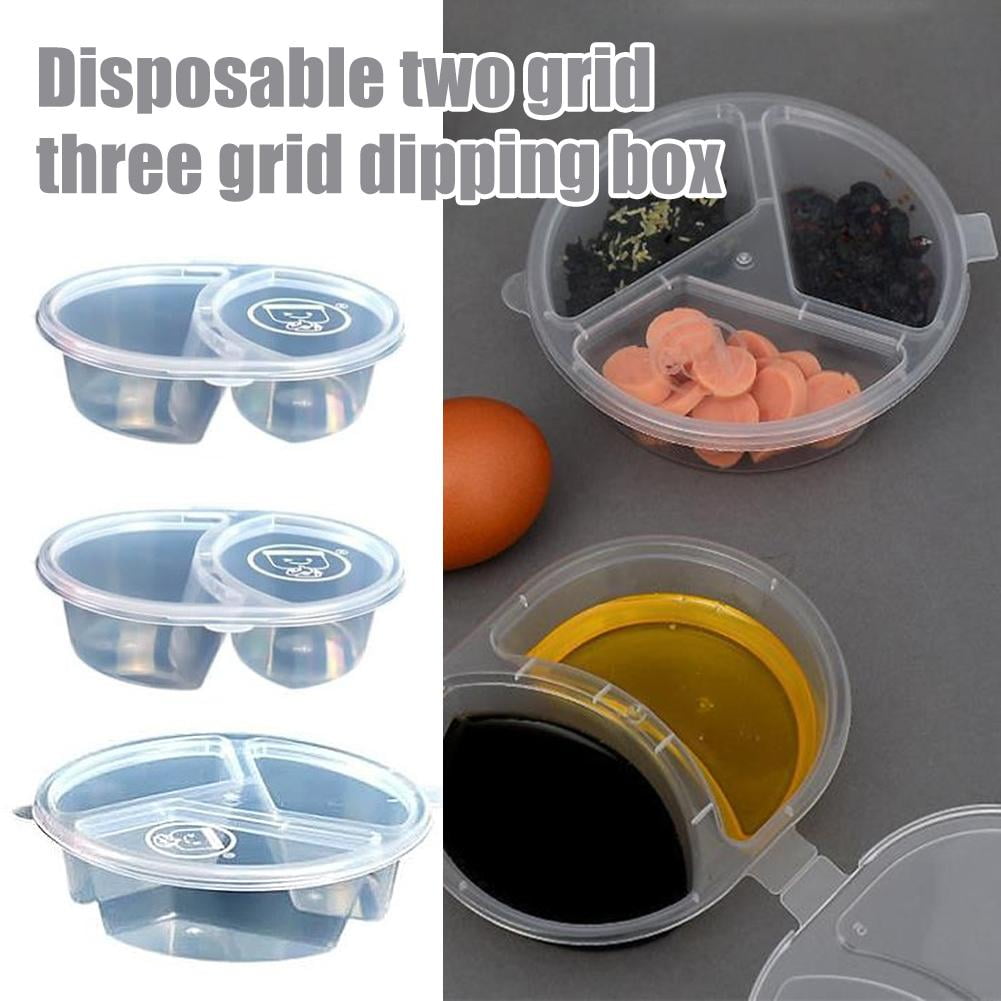 10 Packs Of Two-Grid Transparent Cross-Border Disposable Two-Grid Salad Dressing And Condiment ...