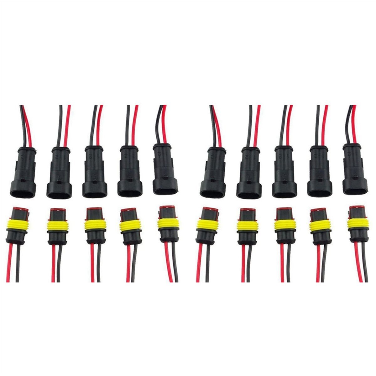 10 Pair 2 Pin Way Waterproof Electrical Wire Connector Plug Set Car ...