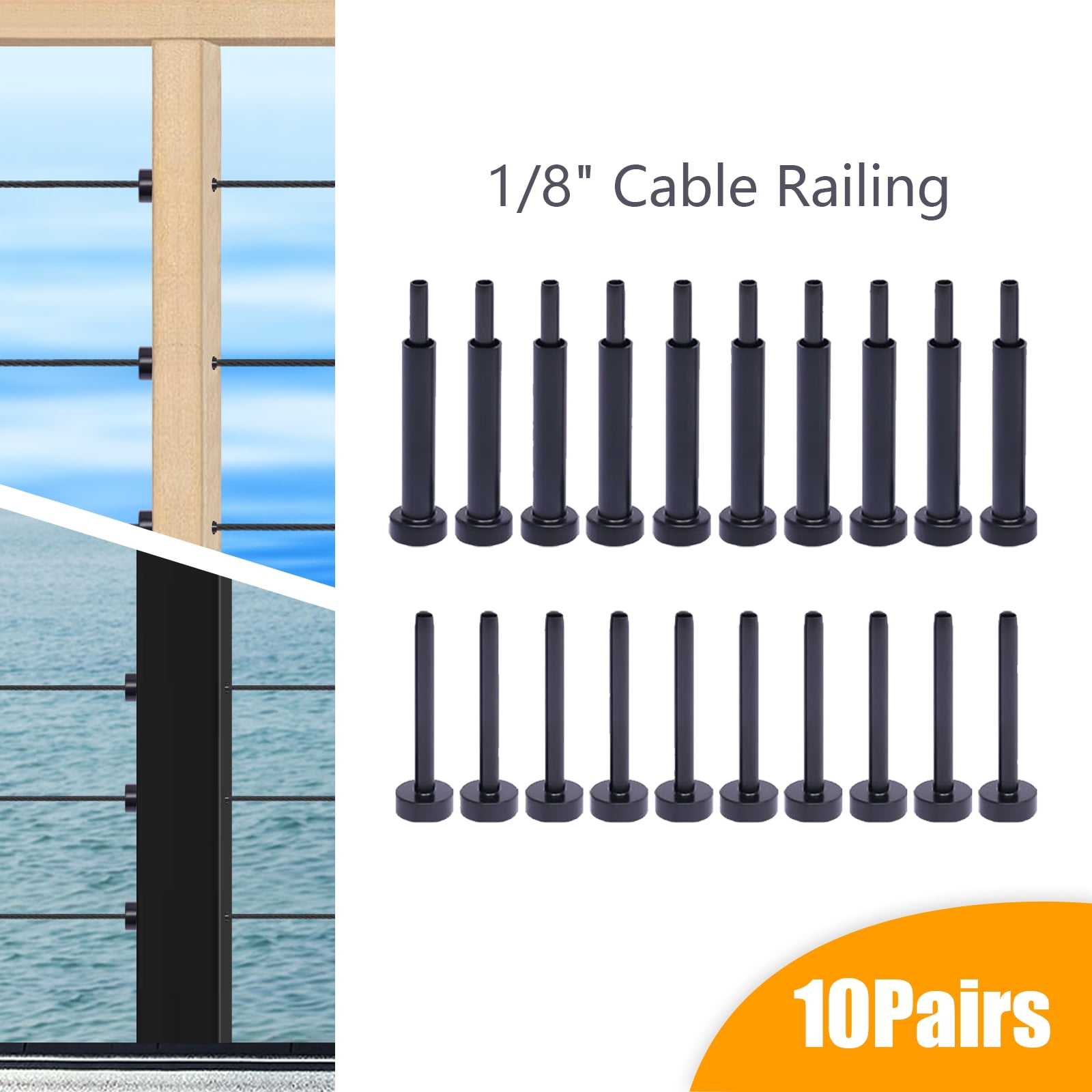 10 Pair Cable Railing Hardware Kit for 1/8" Stainless Steel Cable ...