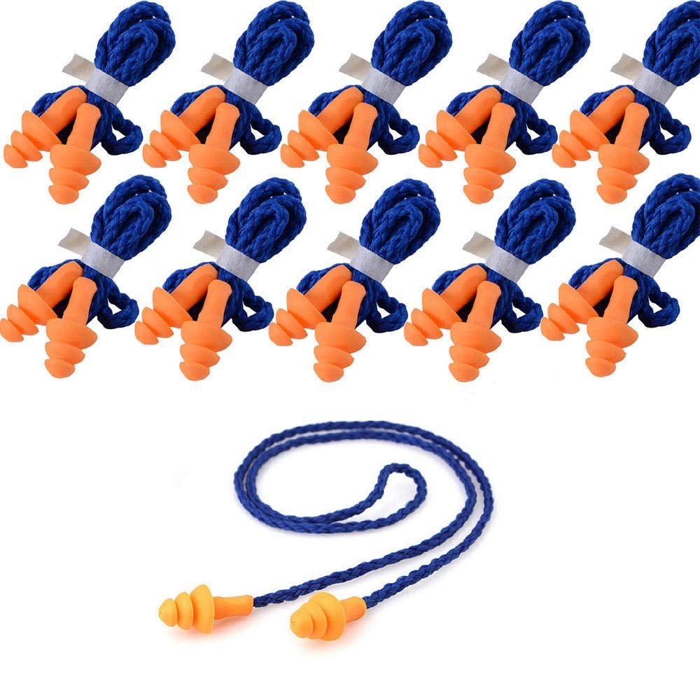10 Pair Corded Reusable Ear Plugs for Shooting Range Ear Protection for ...