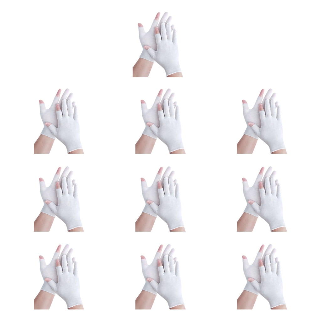 10 Pair Lightweight Cotton Gloves Mitten With Open Finger Design For ...