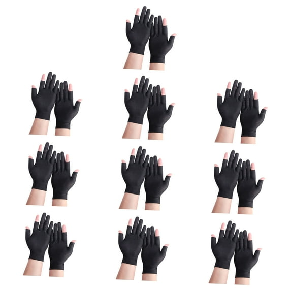 10 Pair Lightweight Cotton Gloves Mitten With Open Finger Design For ...