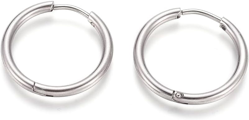 10 Pair Ring Earrings Tarnish Resistant 202 Stainless Steel Hoop ...