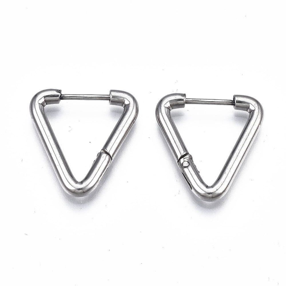 10 Pair Tarnish Resistant 201 Stainless Steel Triangle Hoop Earrings with 304 Stainless Steel ...