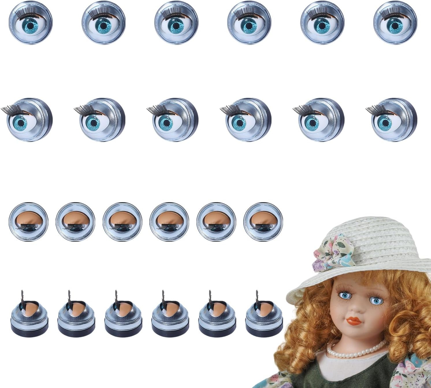 10 Pairs 0.63inch Blinkable Craft Blue Eye Glitter Safety Eyes Iron ...