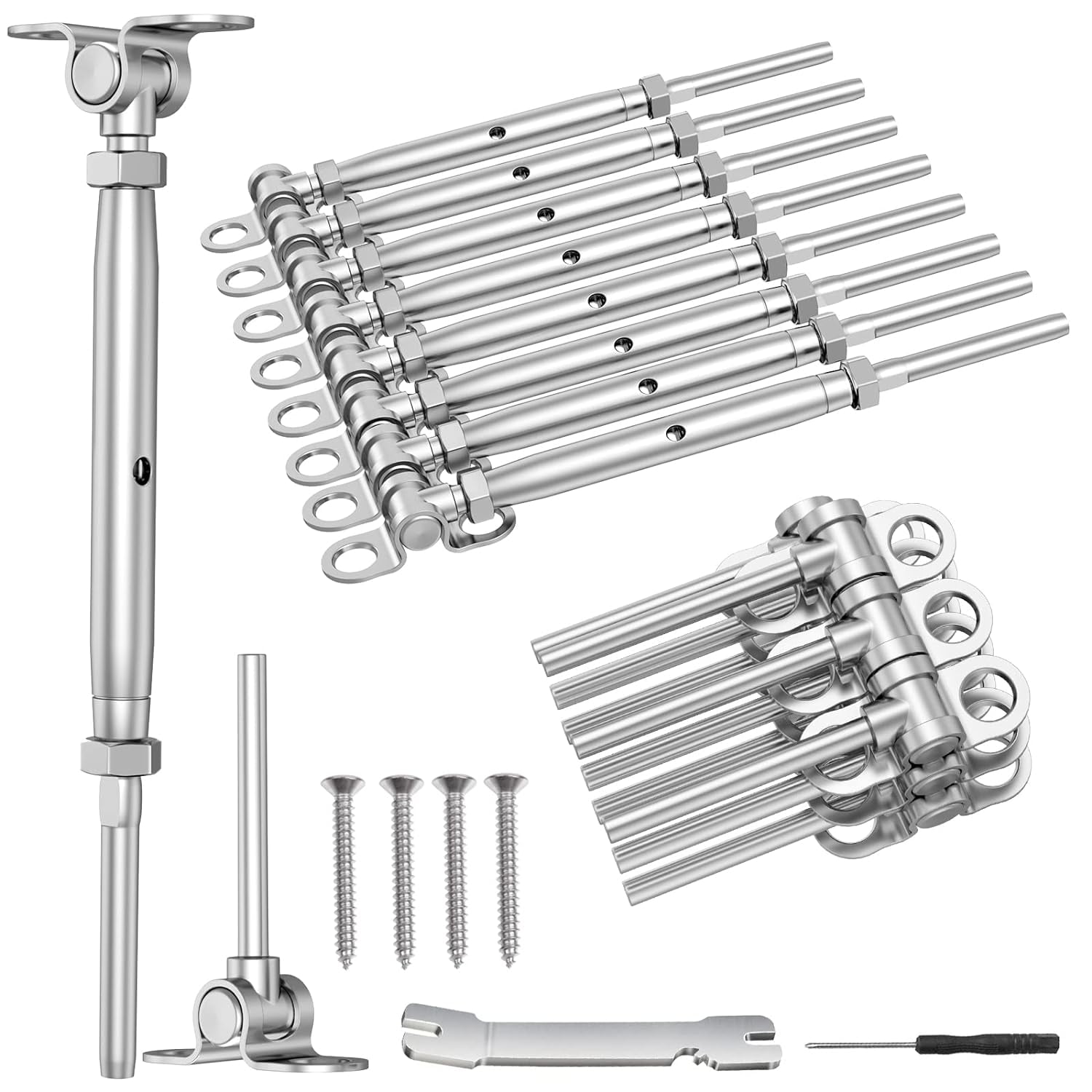 10 Pairs 1/8" Cable Railing Kit with Swage Toggle Turnbuckle Hardware ...