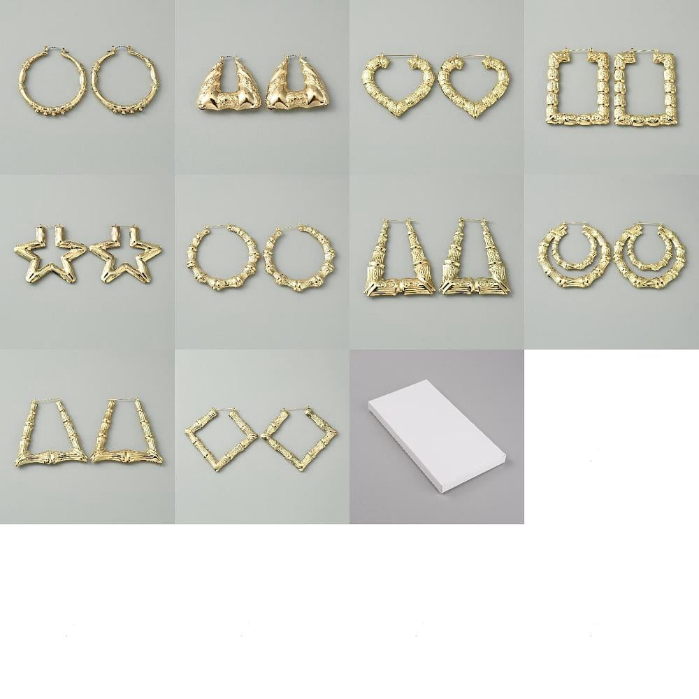 10 Pairs 10 Style Trapezoid Heart Star Moon Iron Hoop Earrings for ...