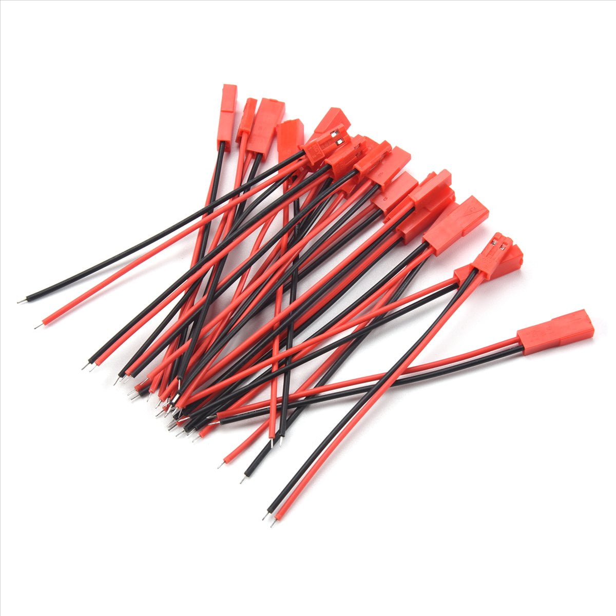 10 Pairs 2 Pin JST Plug Socket Connector M to F 110mm Cable Wire Red ...
